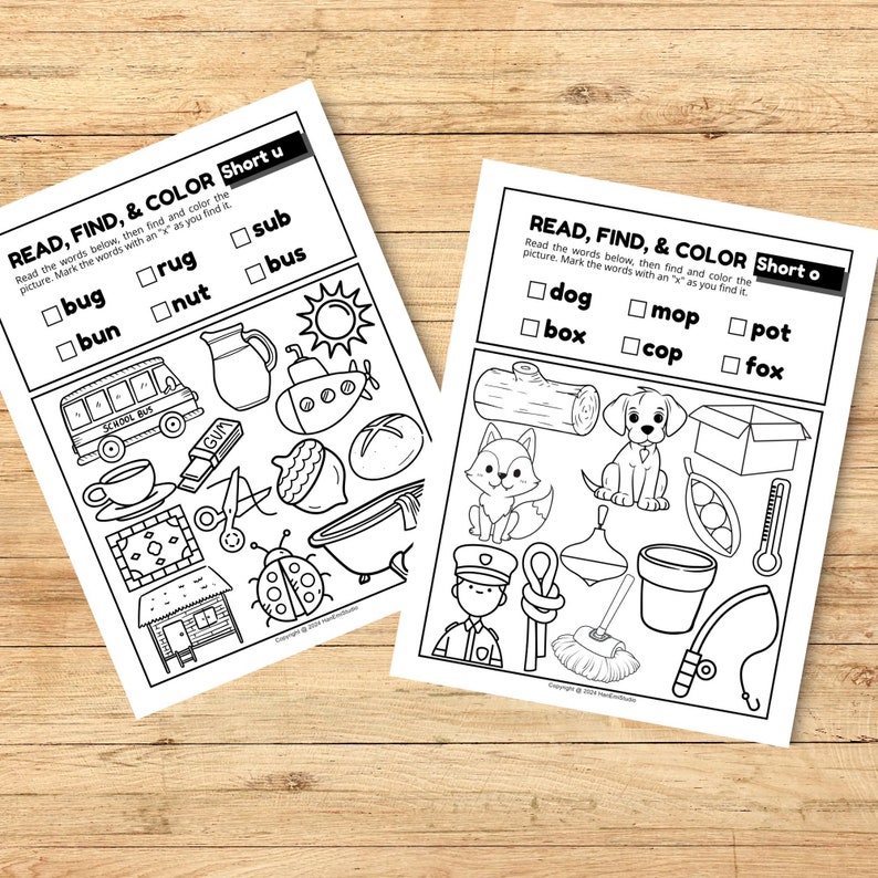 10 Page Read Find Color Short and Long Vowels; 4 – 6 Years Old; Prek ...