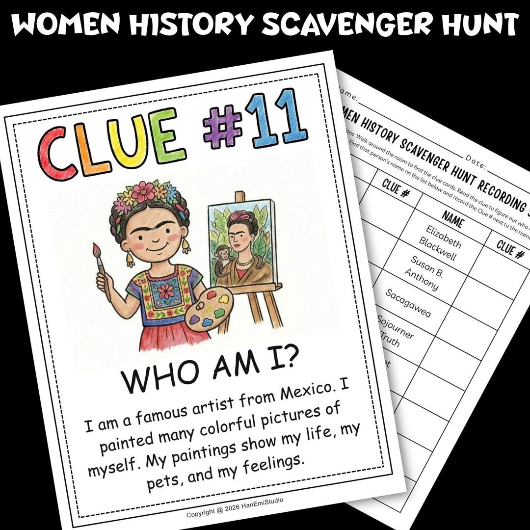Women History Month Scavenger Hunt Printable; Women History Month ...