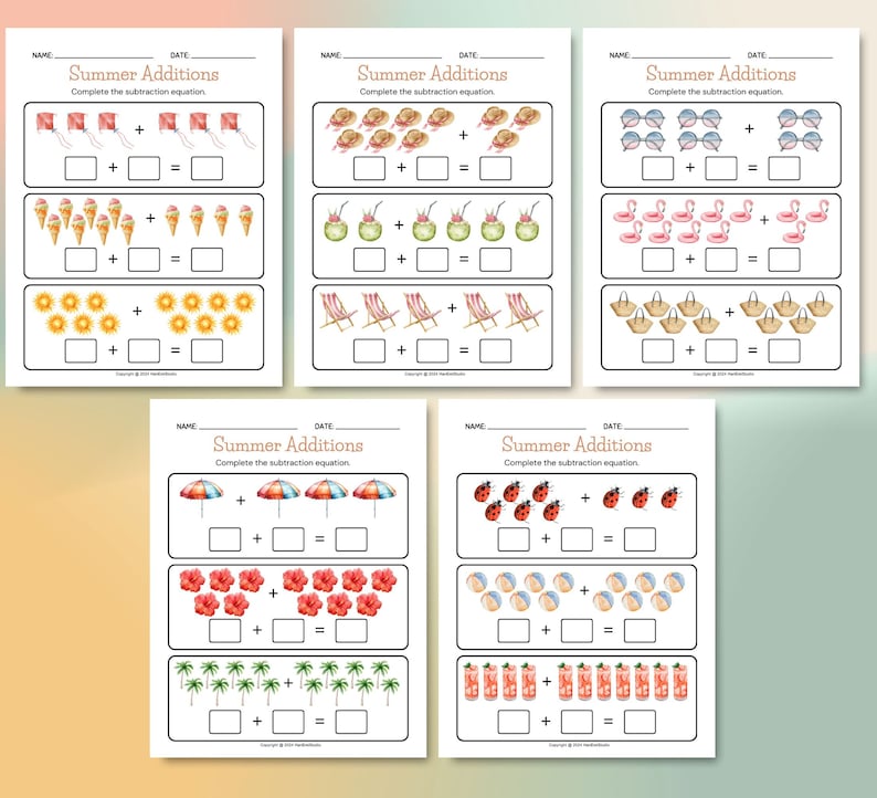 15-simple Summer Addition Worksheets for Preschoolers and ...