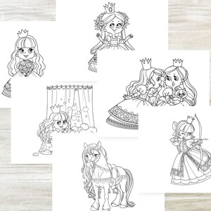 50 Princess Coloring Page for Kids; Printable Coloring Book; Kids ...