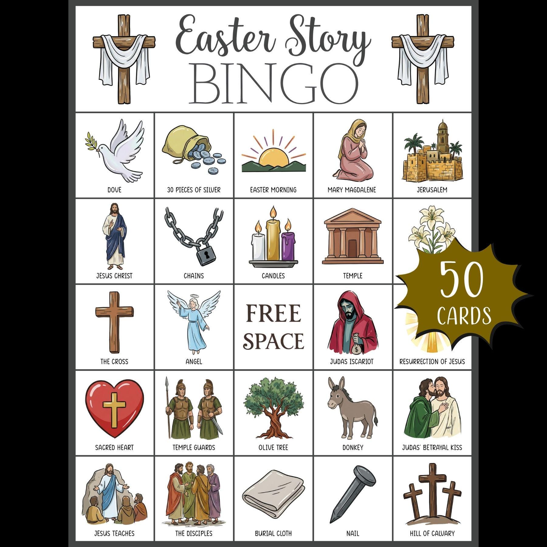 Easter Story Bingo Game Printable; Resurrection Bingo; He is Risen ...