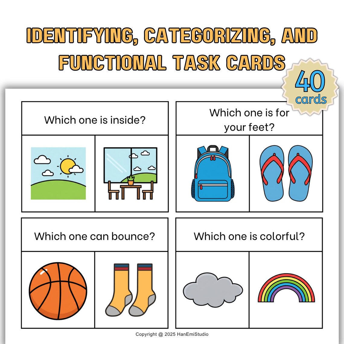 Identifying, Categorizing, and Functional Task Cards; Attribute Task ...