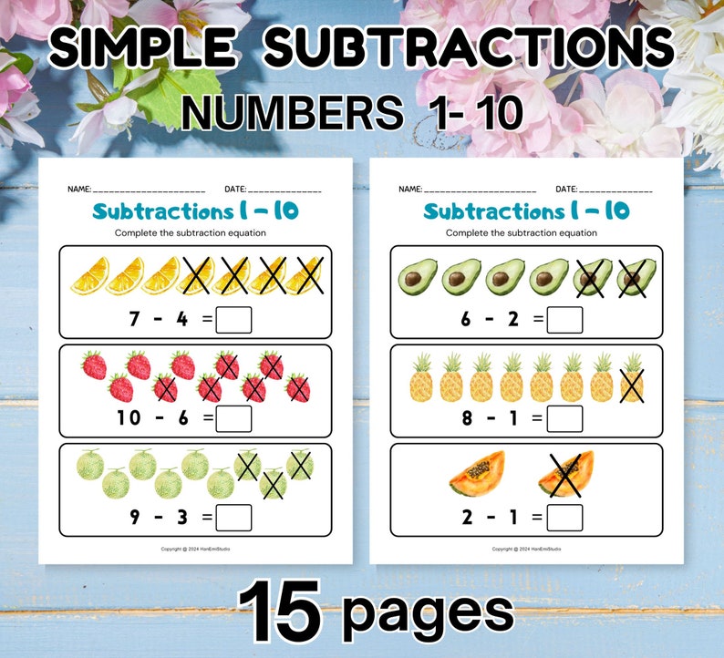 Simple Subtraction Worksheets Number for Preschoolers and ...