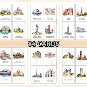 84 World Famous Landmark Flashcards; Landmarks Flashcards; Printable ...