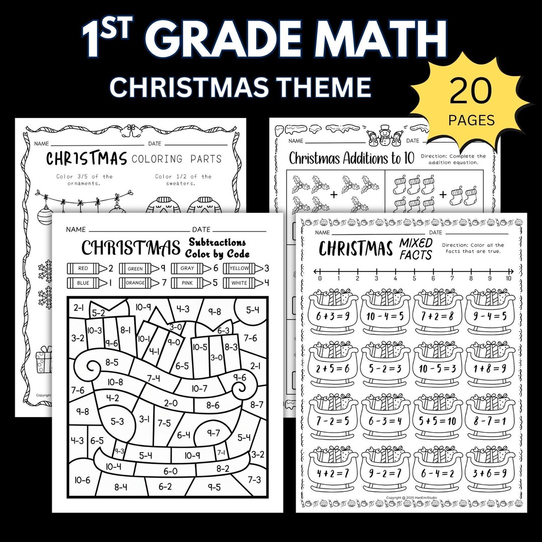 Christmas Math Worksheets for 1st Grade; First Grade Math Worksheets ...
