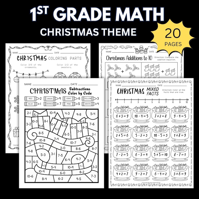 Christmas Math Bundles - Etsy