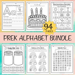 94 Page Preschool Alphabet Learning Bundle| Printable Kindergarten ...