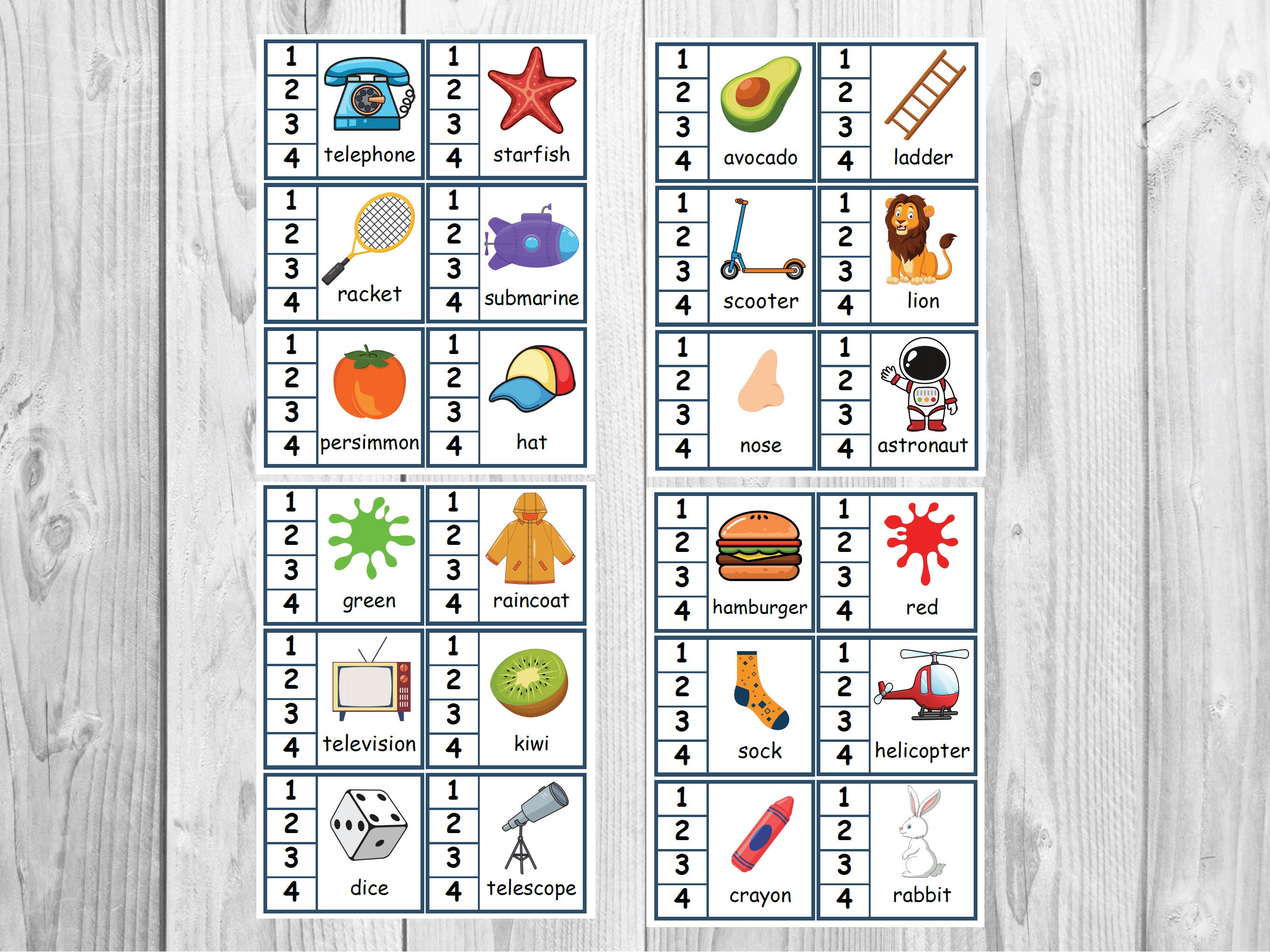 60 Counting Syllable Clip Cards; Counting Syllable Worksheet; Syllables ...