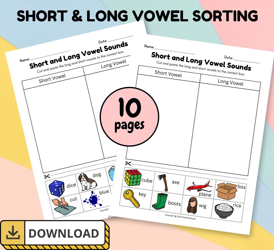10 Page Short and Long Vowel Sorting Worksheets; Vowel Sorting ...