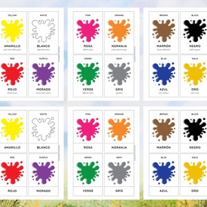 12 Spanish Color Flashcards; Montessori Flashcard; ESL and ELL Learning ...
