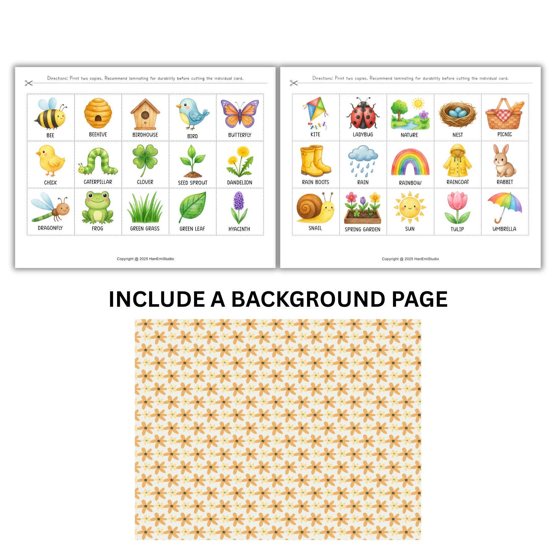 Spring Memory Game; Watercolor Matching Cards for Kids; Printable ...