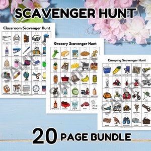 20 Page Scavenger Hunt Bundle; Scavenger Hunt for Kids; Nature ...