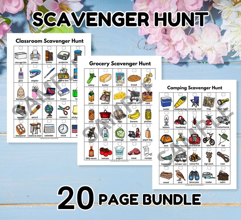 20 Page Scavenger Hunt Bundle; Scavenger Hunt for Kids; Nature ...