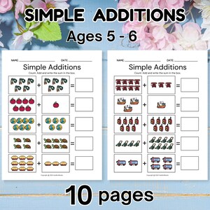 10-page Simple Addition Worksheets for Preschoolers and Kindergarteners ...