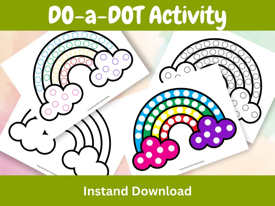 4 Rainbow Do-a-dot Worksheets for Kids; Color Matching Activity; Dot a ...