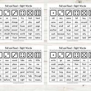 Roll and Read Sight Words Game - First 350 Fry Sight Words (10 Pages ...