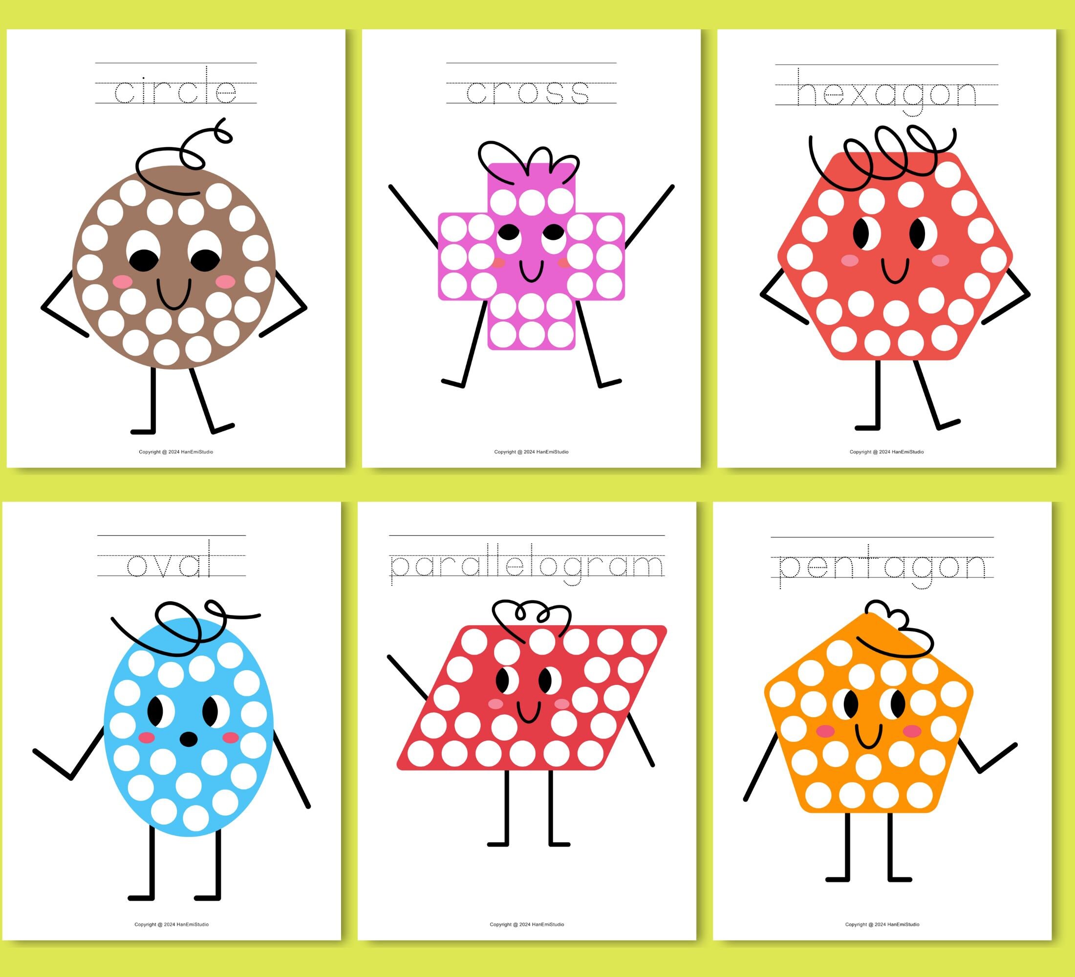 14 Shapes Dot Marker Worksheets for Kids; Shapes Dot a Dot; Do to Dot ...