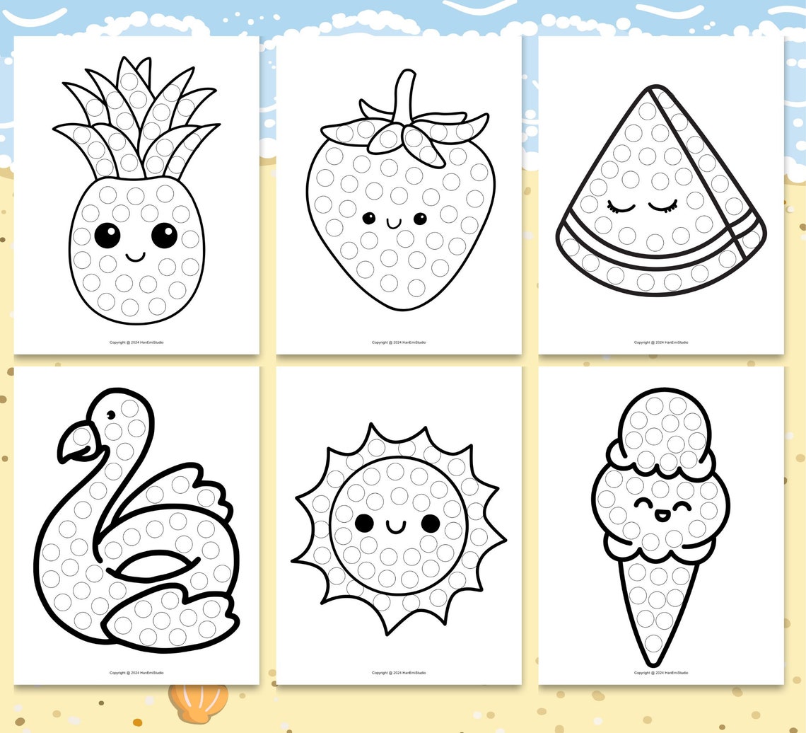 30-page Summer Dot Marker Worksheets for Kids; Summer Do-a-dot ...