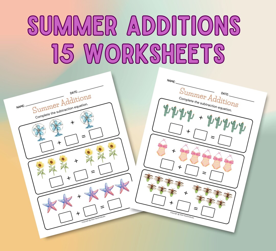 15-simple Summer Addition Worksheets for Preschoolers and ...