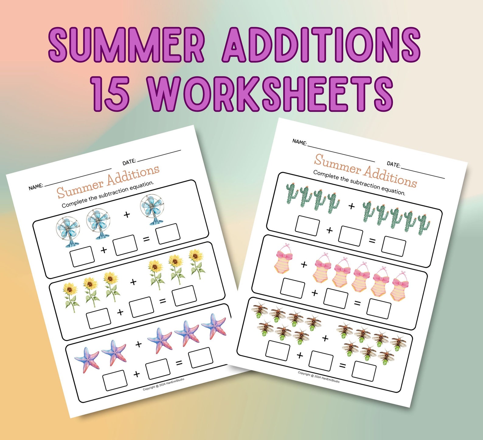 15-simple Summer Addition Worksheets for Preschoolers and ...