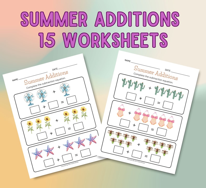 15-simple Summer Addition Worksheets for Preschoolers and ...