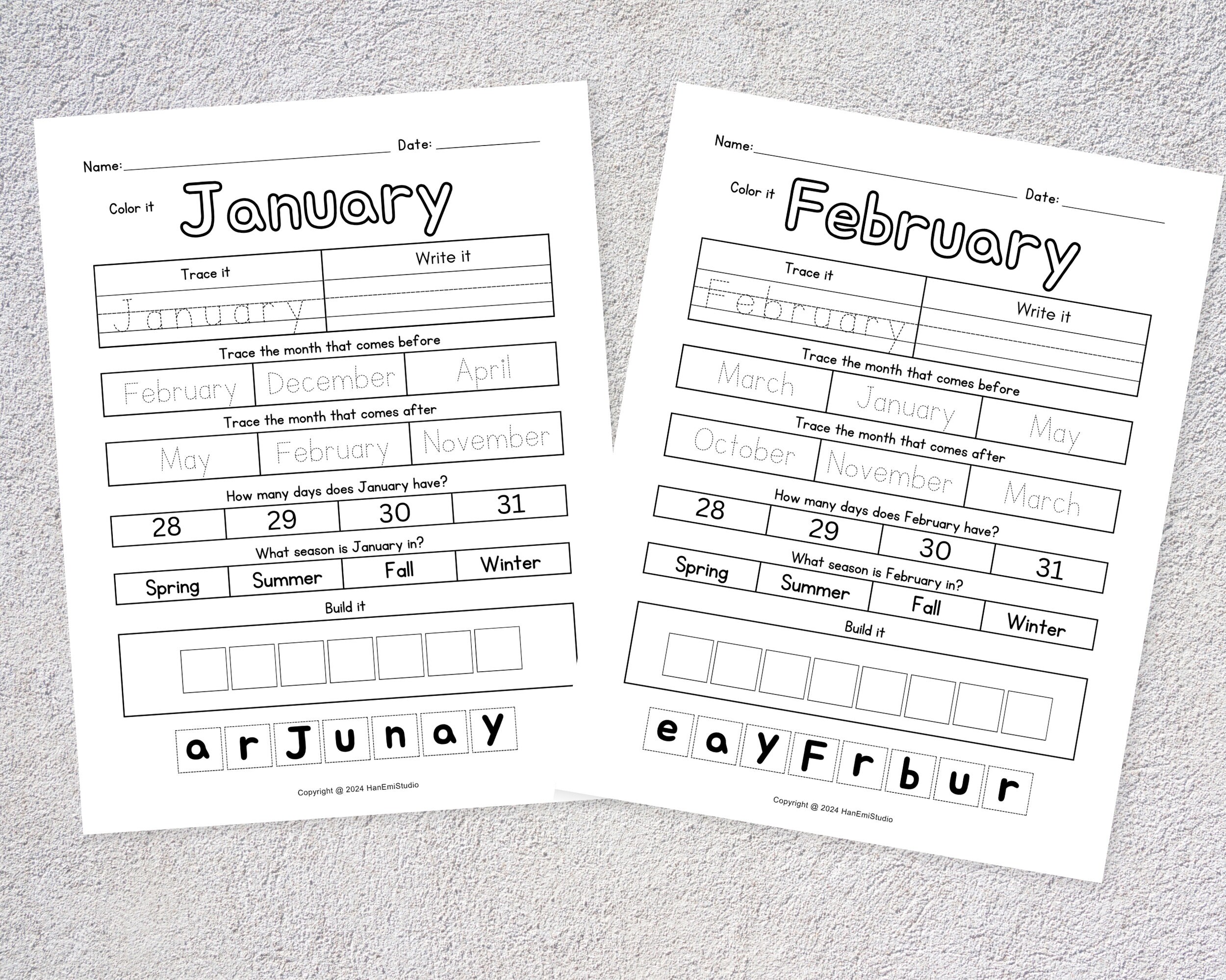 12-page Months of the Year Worksheets for Ages 4-7 Homeschool Printable ...