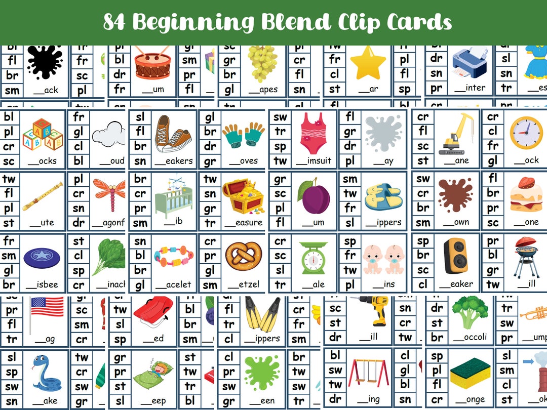 84 Beginning Blend Clip Cards; Beginning Sound Activity; Blend ...
