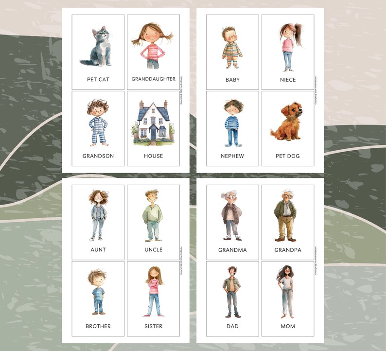 16 Family Flashcards Vocabulary Flashcards for Kids Kids Flash Cards ...