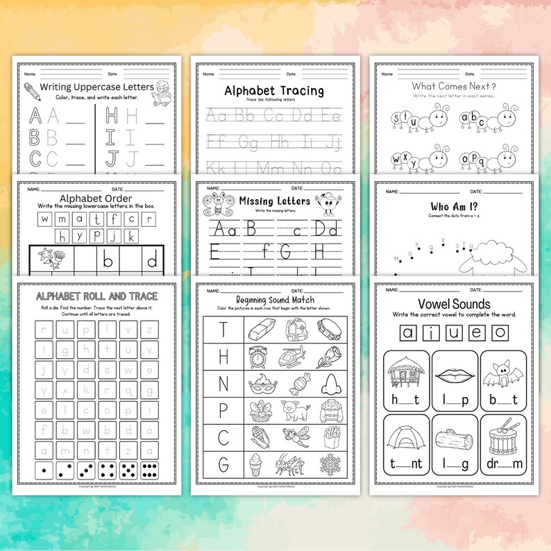 94 Page Preschool Alphabet Learning Bundle| Printable Kindergarten ...