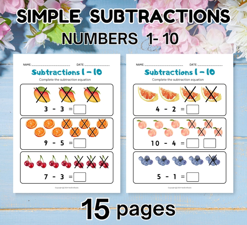 Simple Subtraction Worksheets Number for Preschoolers and ...