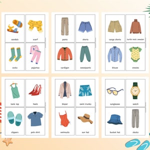 80 Cloth and Accessory Vocabulary Flashcards for Kids; 1st Words ...