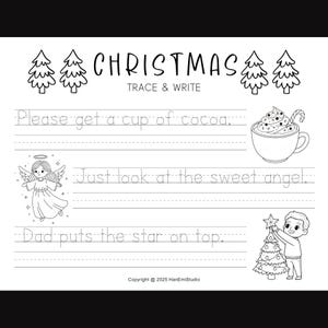 Christmas Handwriting Practice Sheets; Tracing Worksheets; Kids Writing ...
