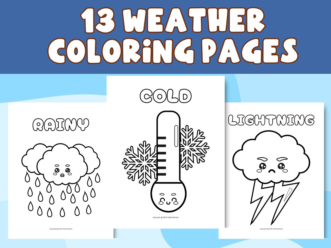 13 Printable Weather Coloring Pages for Kids; Coloring Book for Kids ...
