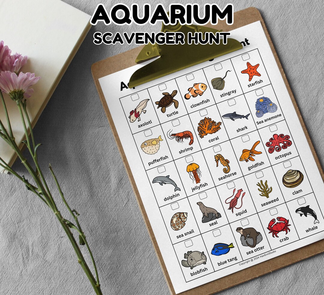 Aquarium Scavenger Hunt; Kids Scavenger Hunt; Printable Scavenger Hunt ...