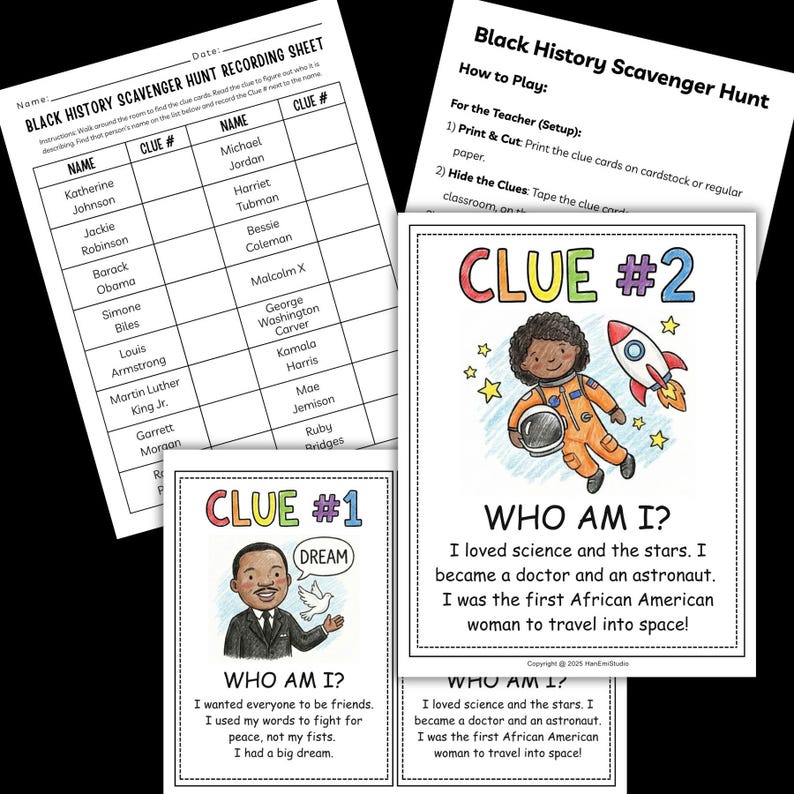 Black History Month Scavenger Hunt Printable; Black History Month Bingo ...