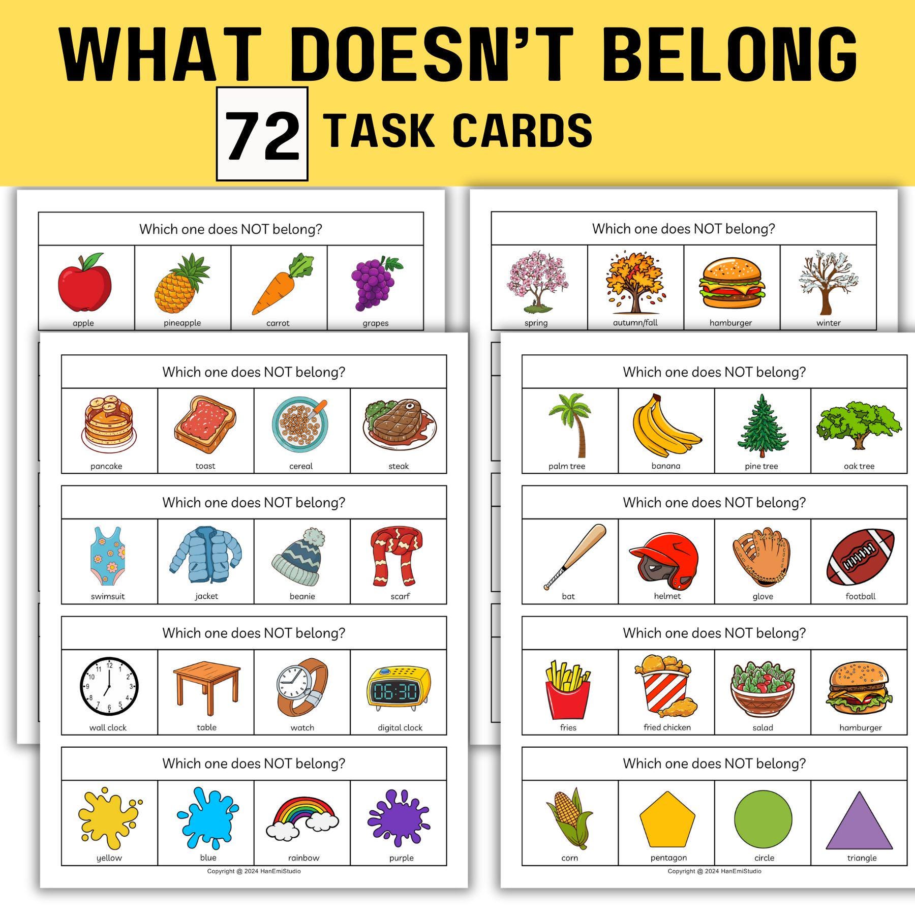 72 What Doesn’t Belong Task Cards; Which Does Not Belong; Speech ...