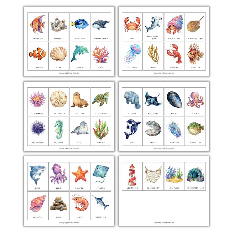 44 Under the Sea Flashcards; Ocean Animal Flashcards; Sea Animal ...
