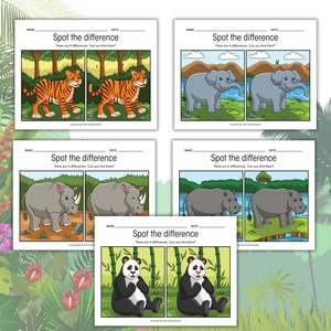 10 Zoo Animal Spot the Difference Worksheets for Prek and ...