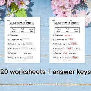 20 Page Complete the Sentence Worksheets; Sentence Completion Worksheet ...