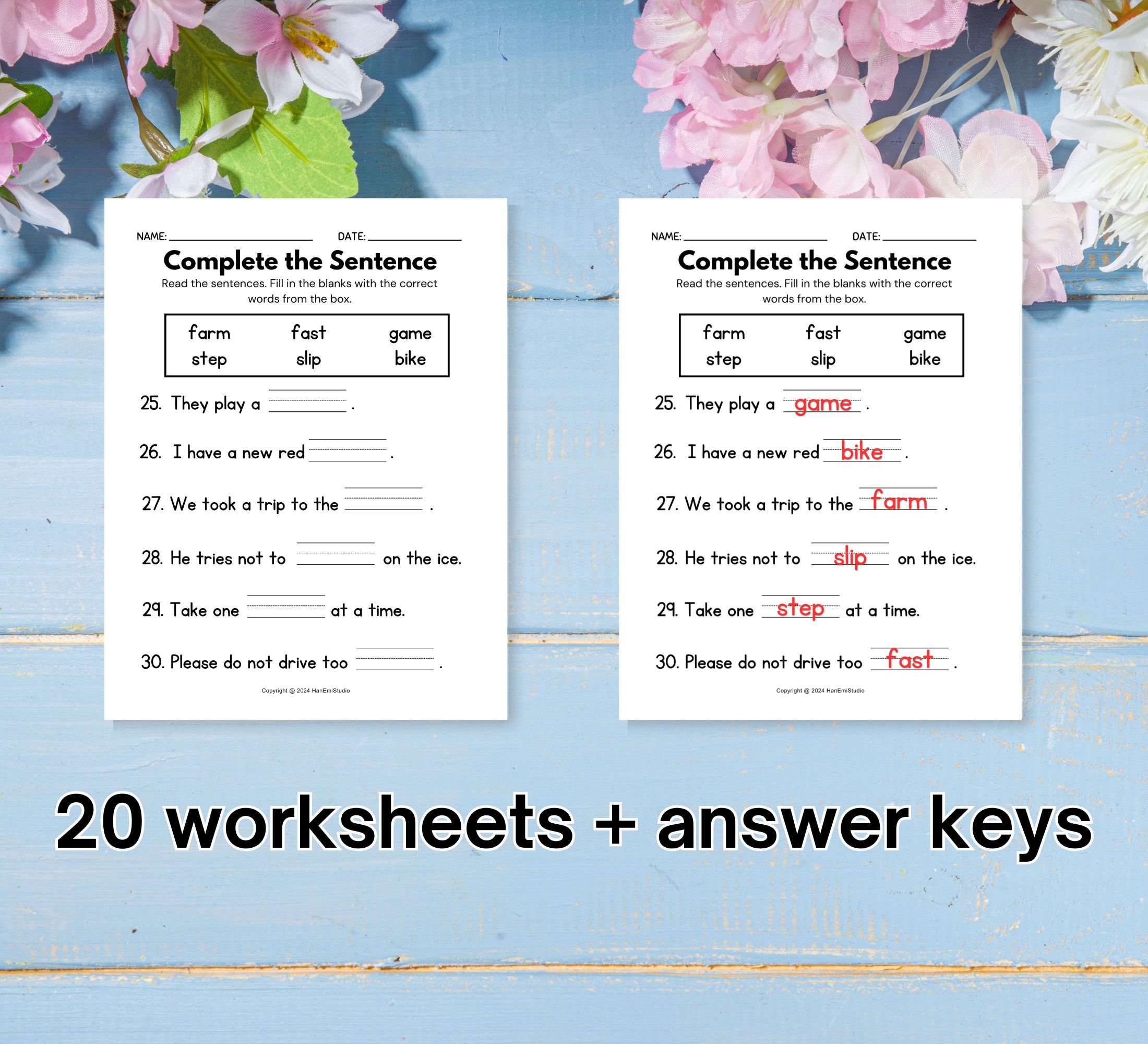 20 Page Complete the Sentence Worksheets; Sentence Completion Worksheet ...