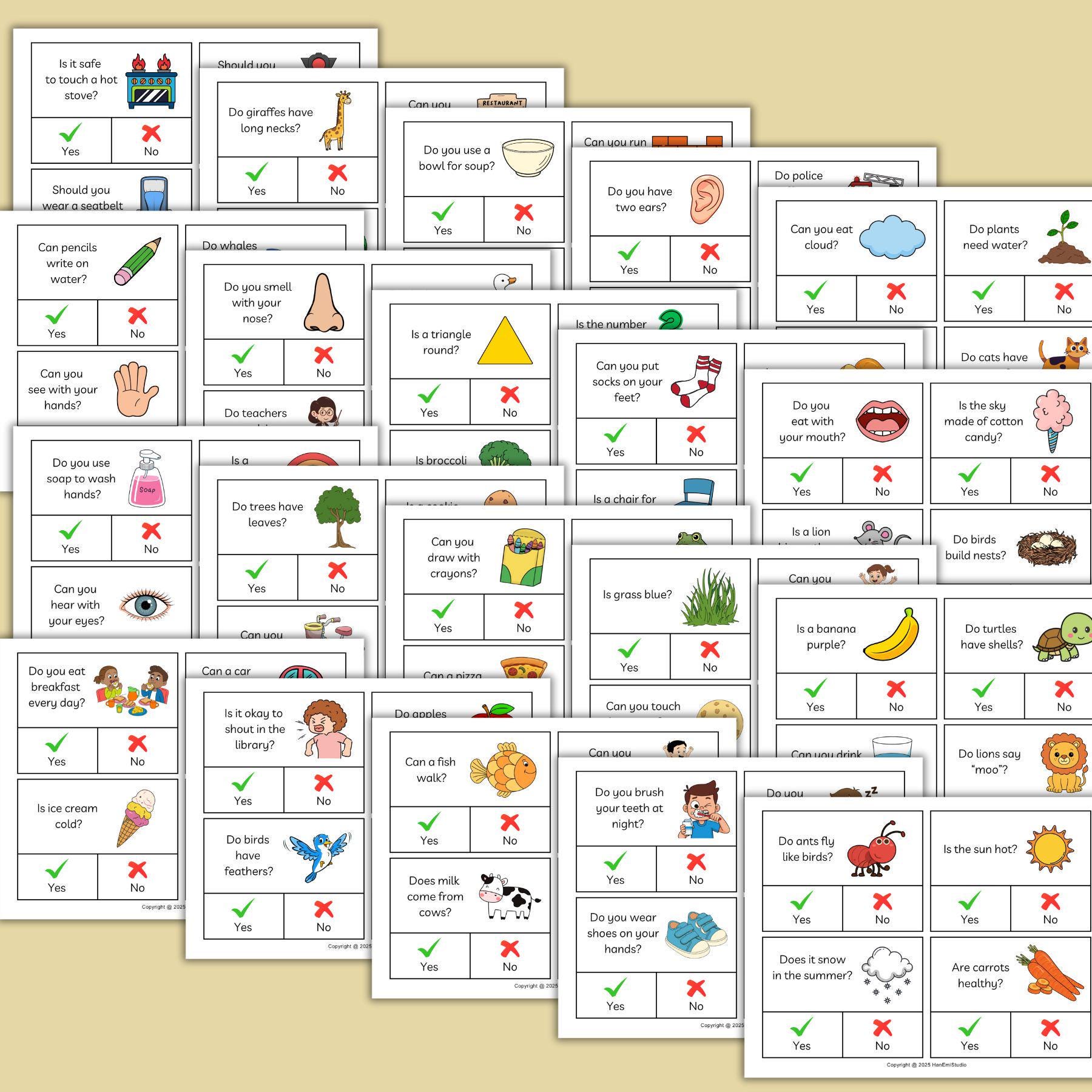 Yes No Question Cards for Toddlers; Yes No Task Cards; Speech Therapy ...
