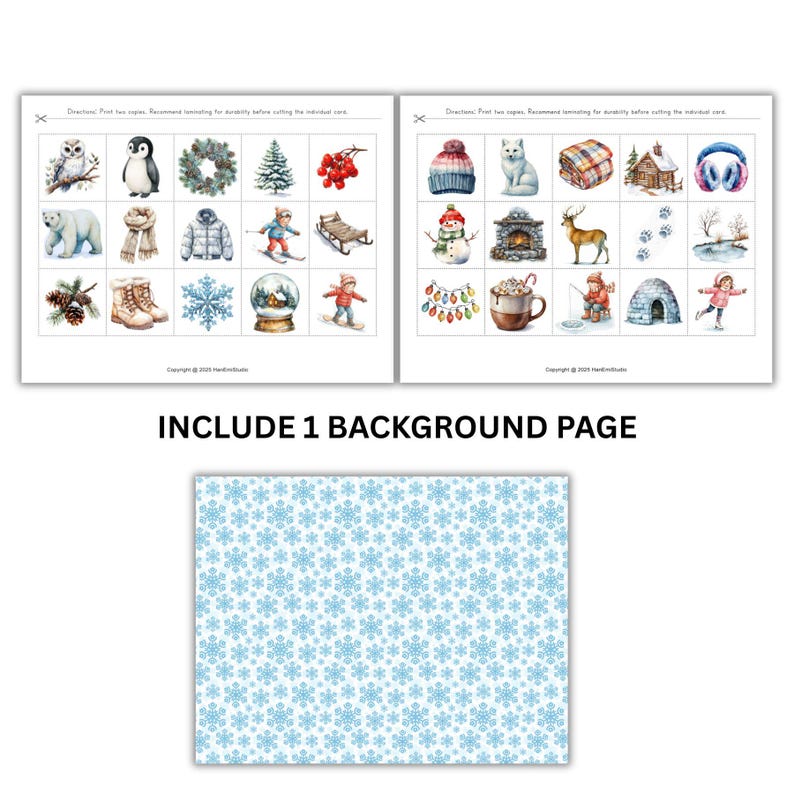 Winter Memory Game; 30 Pairs Printable Matching Cards; Winter Matching ...
