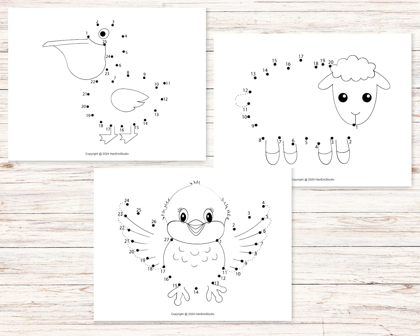 20 Page Animal Dot to Dot Worksheets; Dot to Dot Coloring Page ...