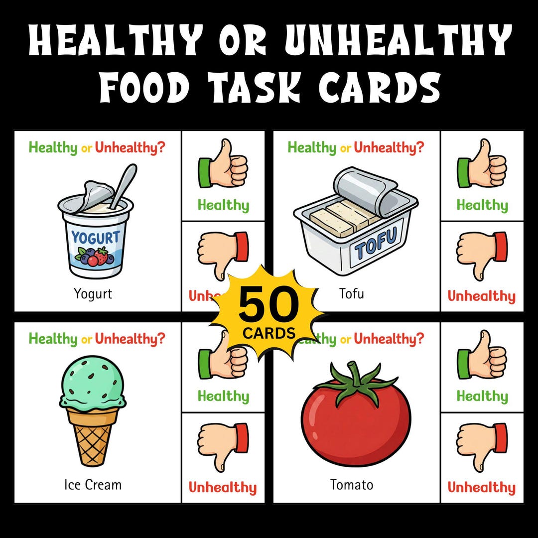 Healthy or Unhealthy Food Task Card; Special Education; Preschool ...