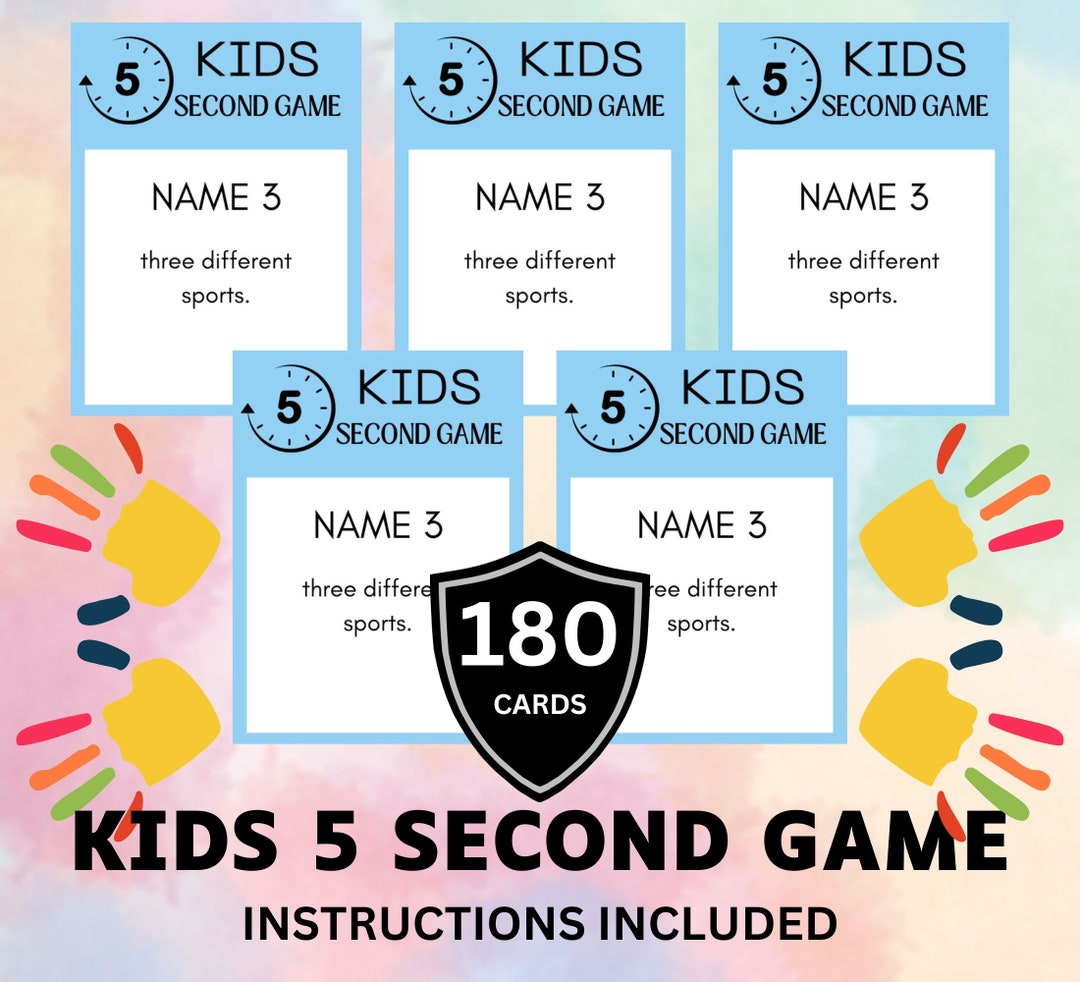180 - 5 Second Game for Kids; Kids Learning Game; 5 Second Game Cards ...