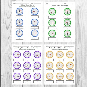 50 Pages Telling Time Worksheets; Clock Reading Worksheet; Homeschool ...