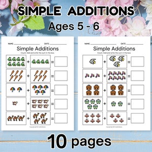10-page Simple Addition Worksheets for Preschoolers and Kindergarteners ...