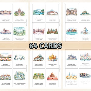 84 World Famous Landmarks Flashcards, Famous Places, Printable ...