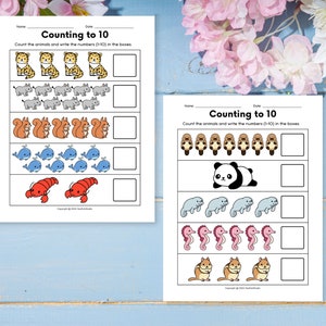 10 Counting Animal Worksheets Numbers 1 - 10; Counting Worksheets; Prek ...