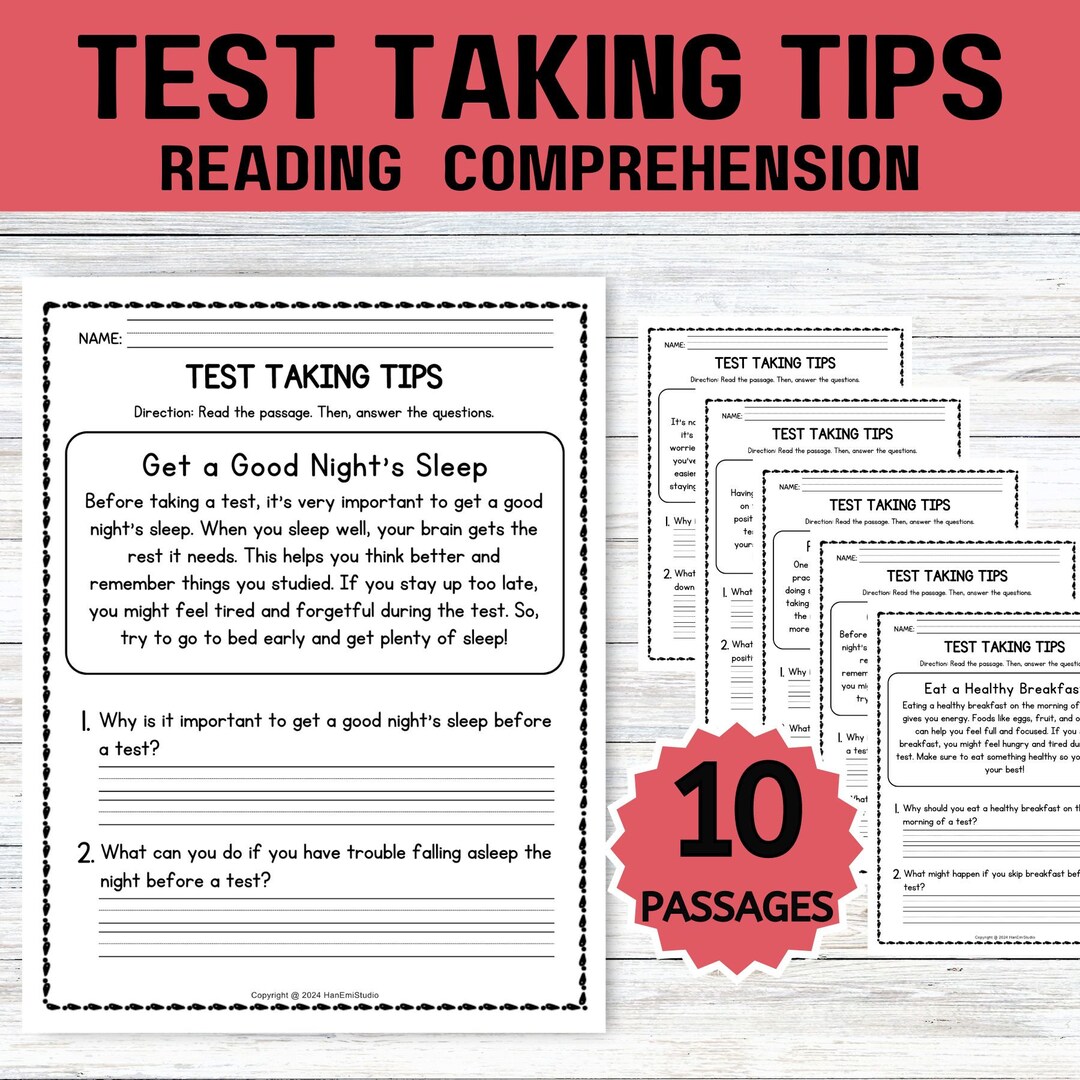 10 Testing Taking Tips Reading Comprehension Worksheets; 1st Grade ...
